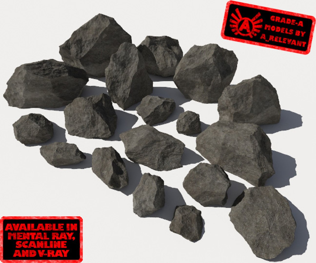 Lot Rocks Stones - 3d 3ds