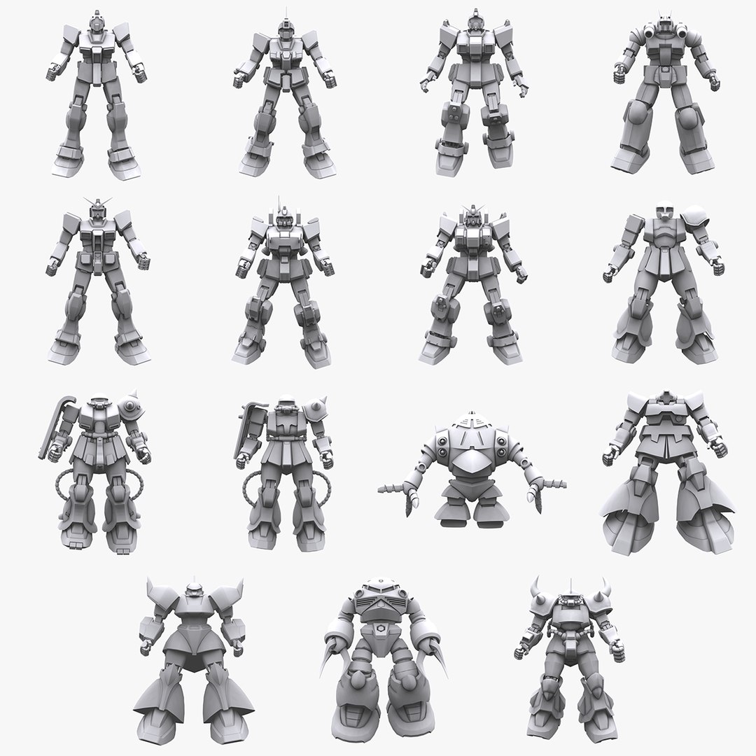 Gundam Mobile Suit Earth Federation X Zeon Collection 3D-Modell ...