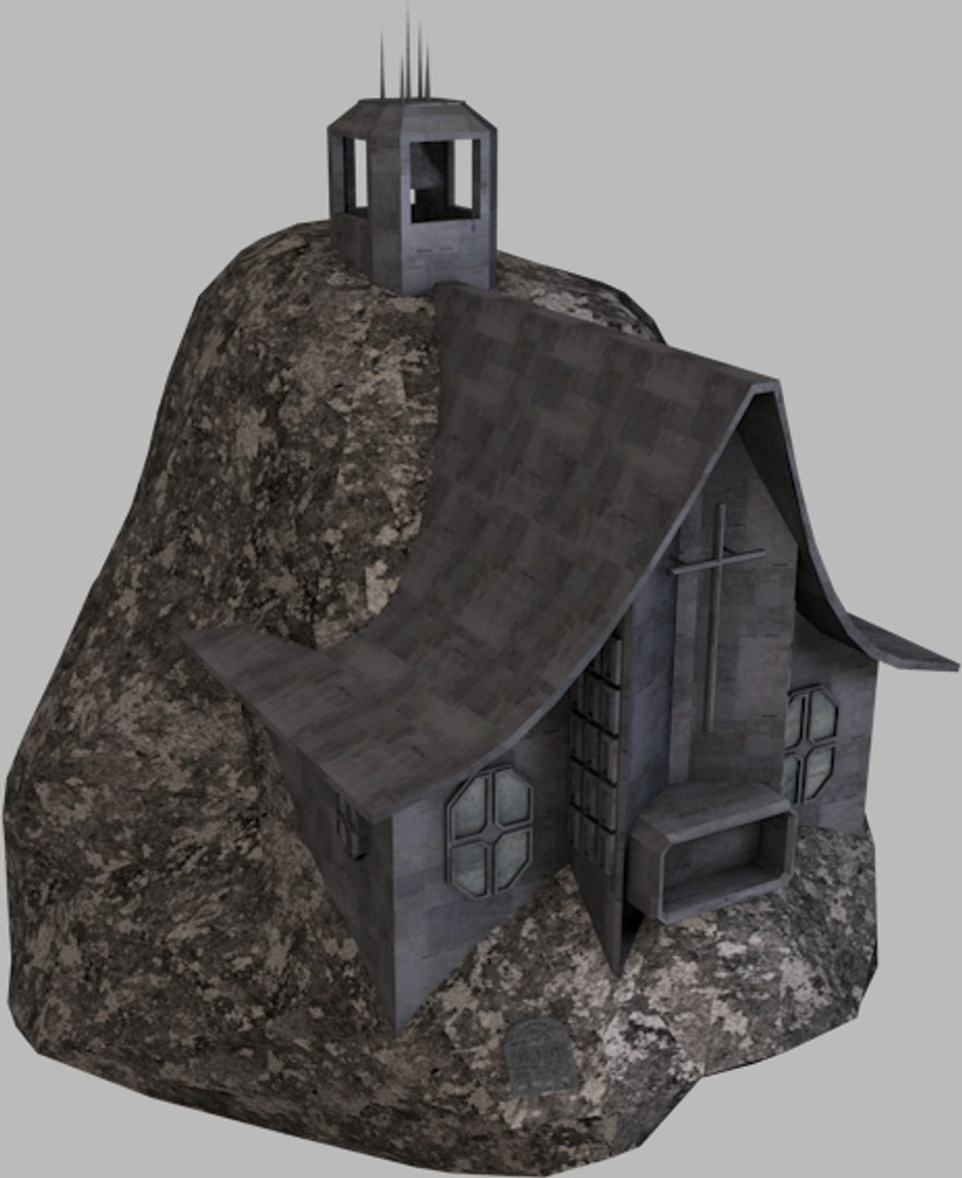 Scifi Space Church Asteroid 3d Model