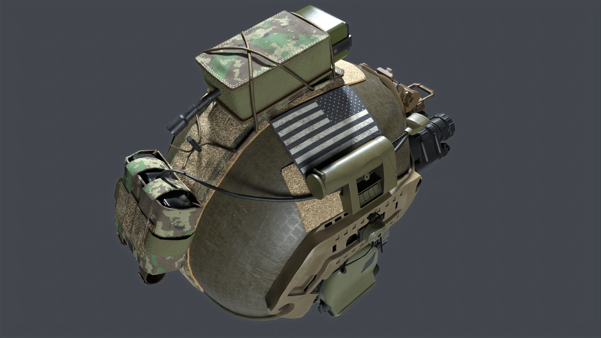 Helmet With Night Vision Goggles And Ear Protection 3D Model ...