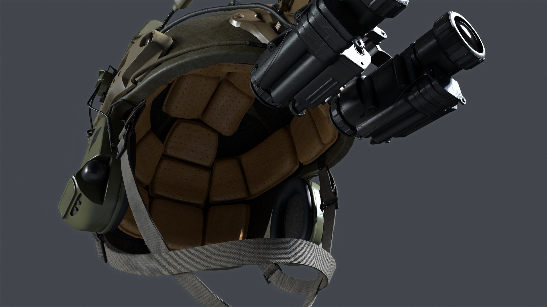 Helmet With Night Vision Goggles And Ear Protection 3D Model ...