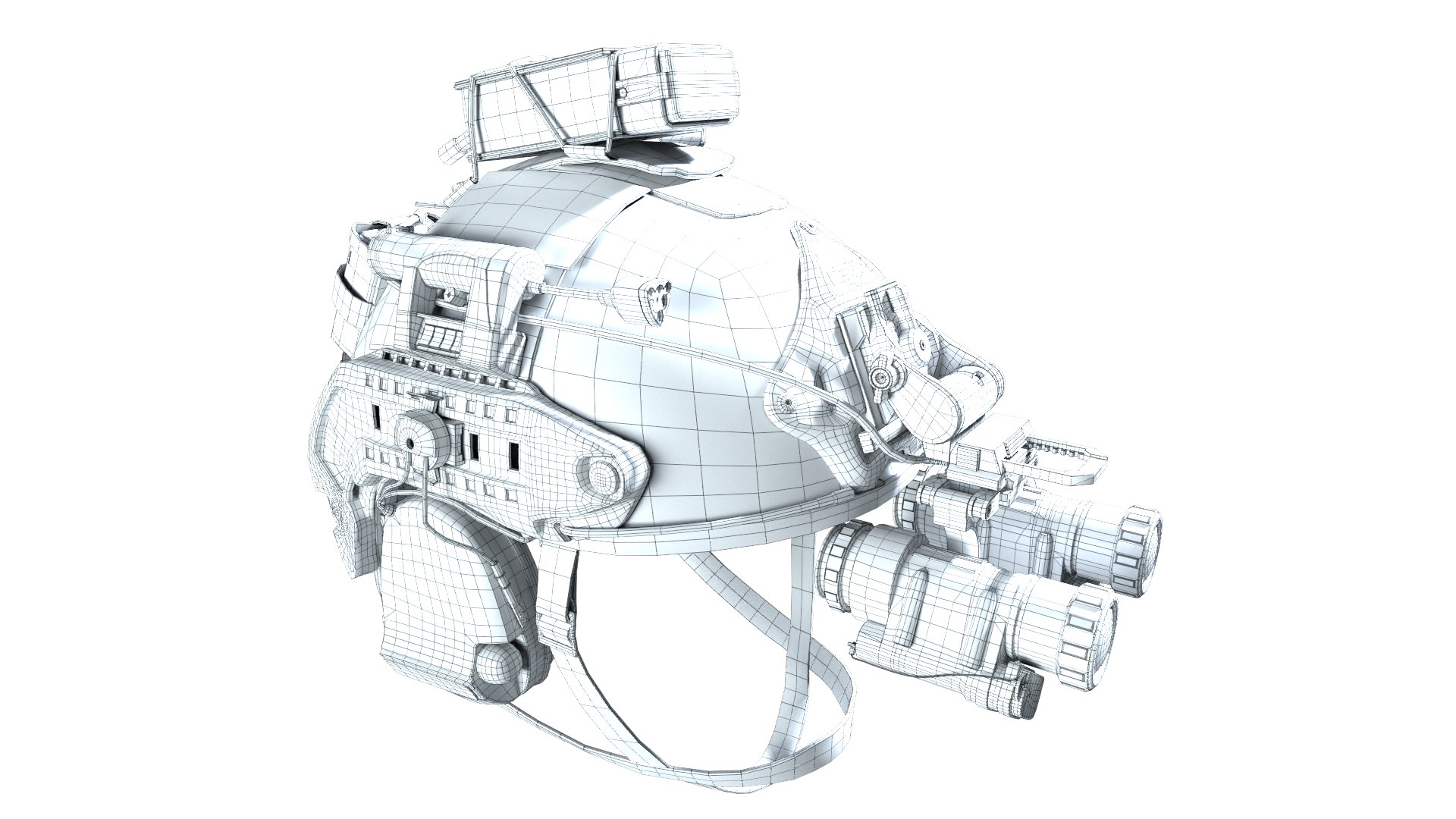 Helmet With Night Vision Goggles And Ear Protection 3D Model ...