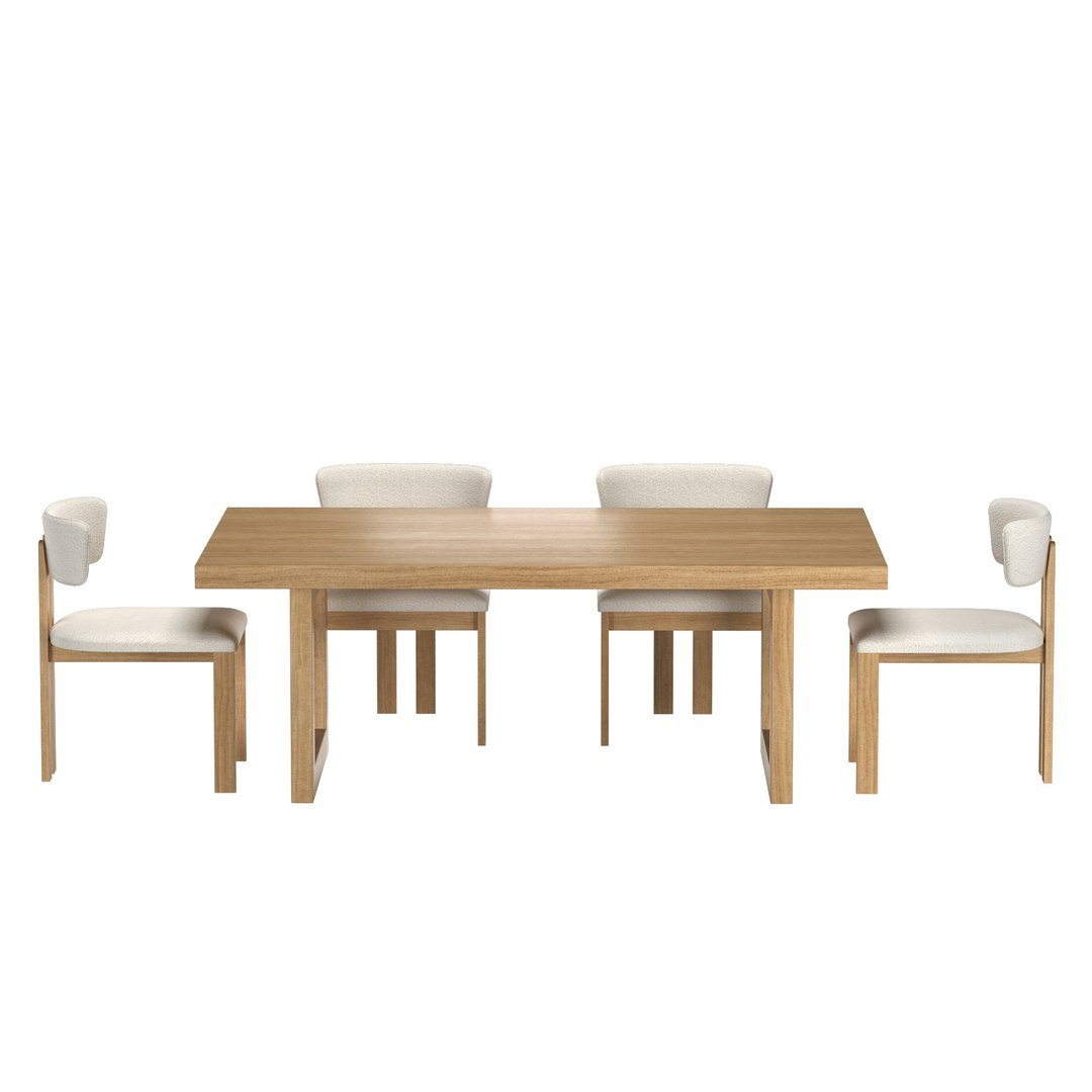 Oak Global Table Rodin Chair Dining SET 3D Model - TurboSquid 2398597