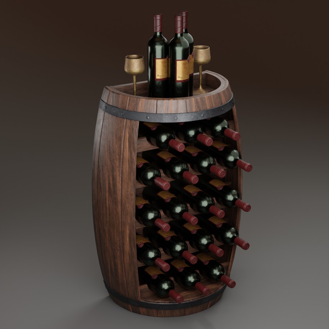3D model Wooden Barrel Wine Rack - TurboSquid 2179315