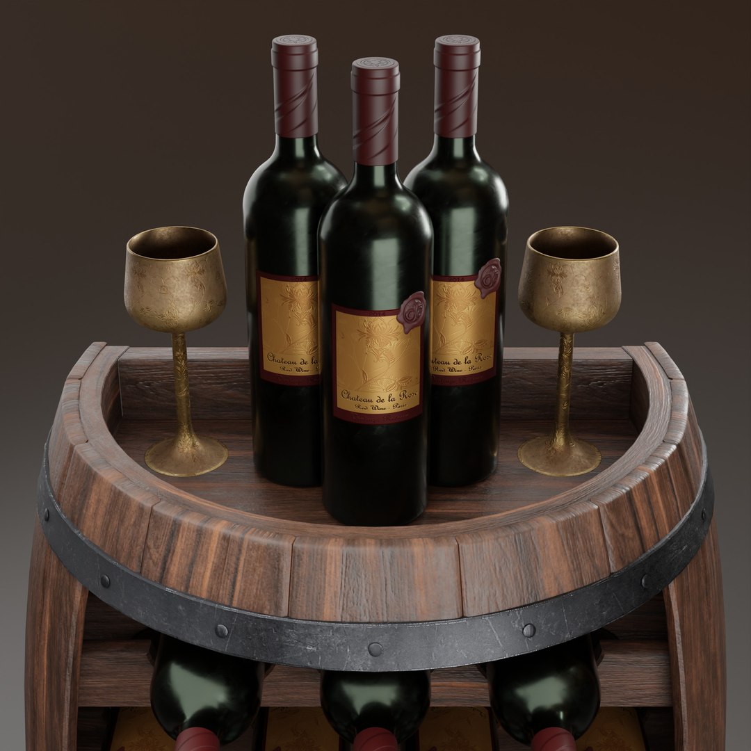 3D model Wooden Barrel Wine Rack - TurboSquid 2179315
