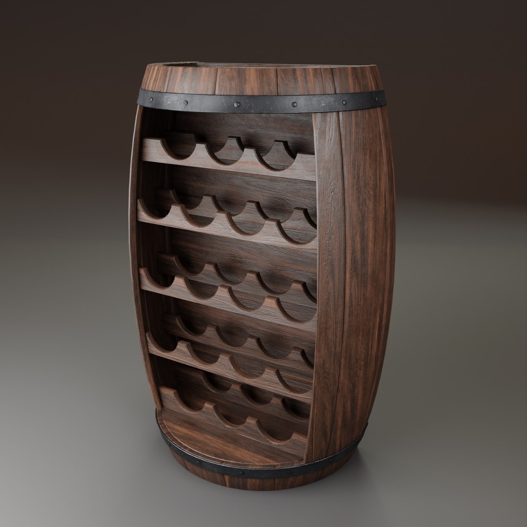 3D model Wooden Barrel Wine Rack - TurboSquid 2179315