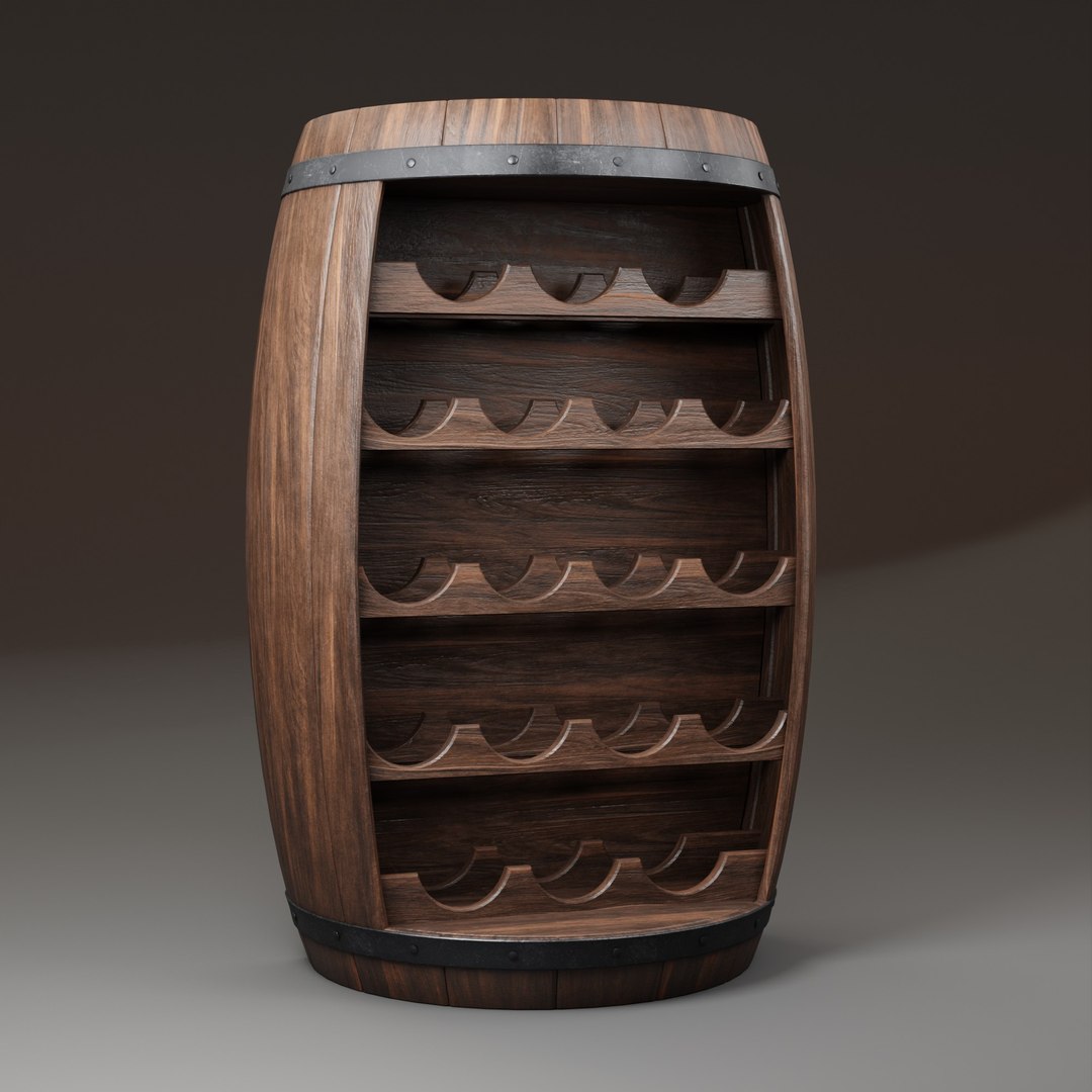 3D model Wooden Barrel Wine Rack - TurboSquid 2179315