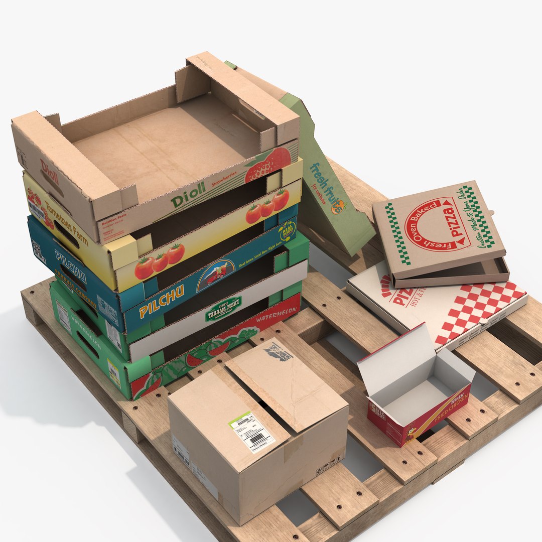 Cardboard Boxes Pile 3D - TurboSquid 1803539