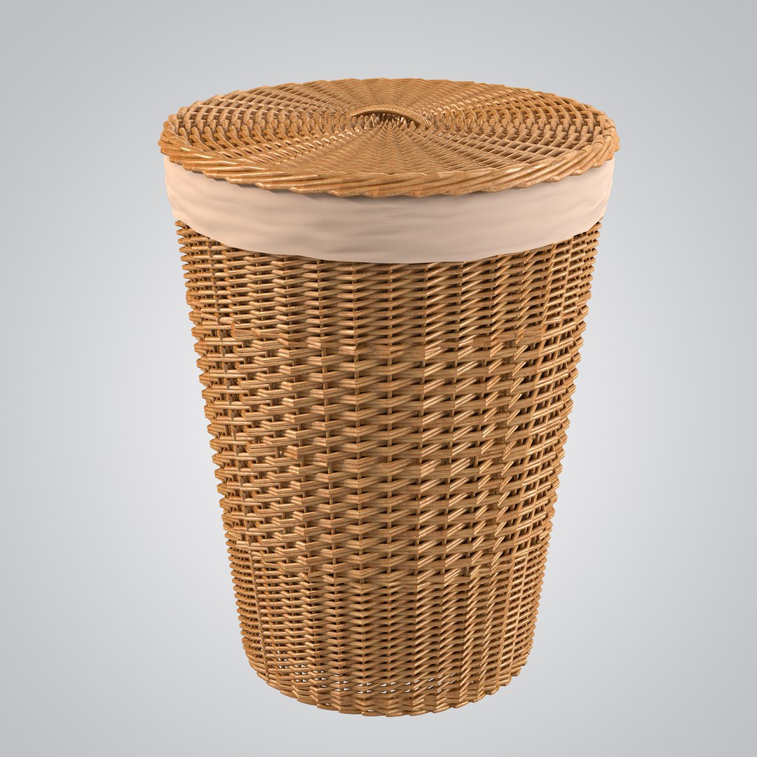 3d Bathroom Wicker Bin Model