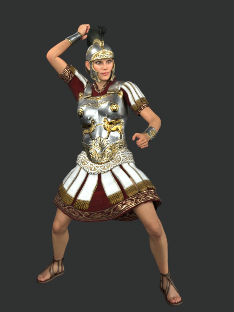 3D Model Realistic Rigged Medieval Woman Soldier Creatures Character 3D ...