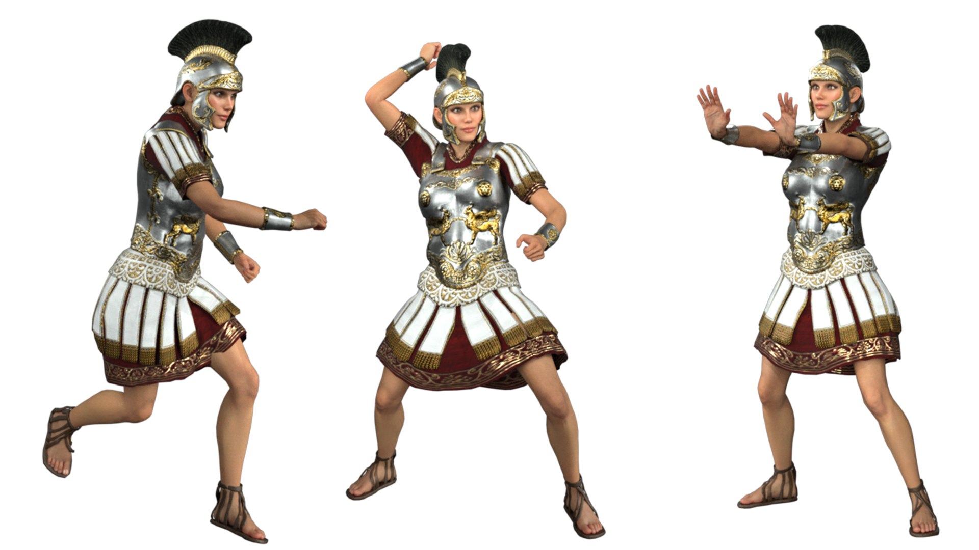 3D Model Realistic Rigged Medieval Woman Soldier Creatures Character 3D ...