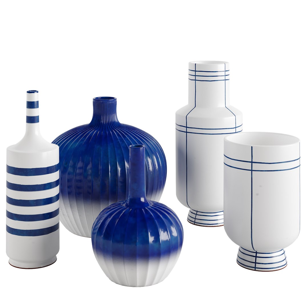 Decorative ceramic vases set 3D model - TurboSquid 2159606