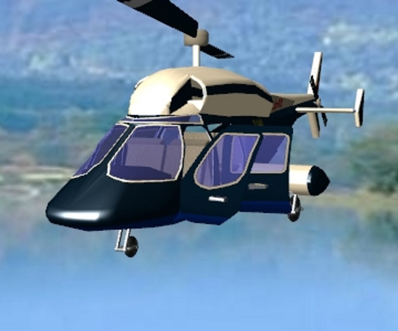 bell 222 helicopter 3d model