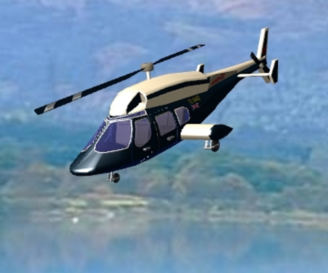 bell 222 helicopter 3d model