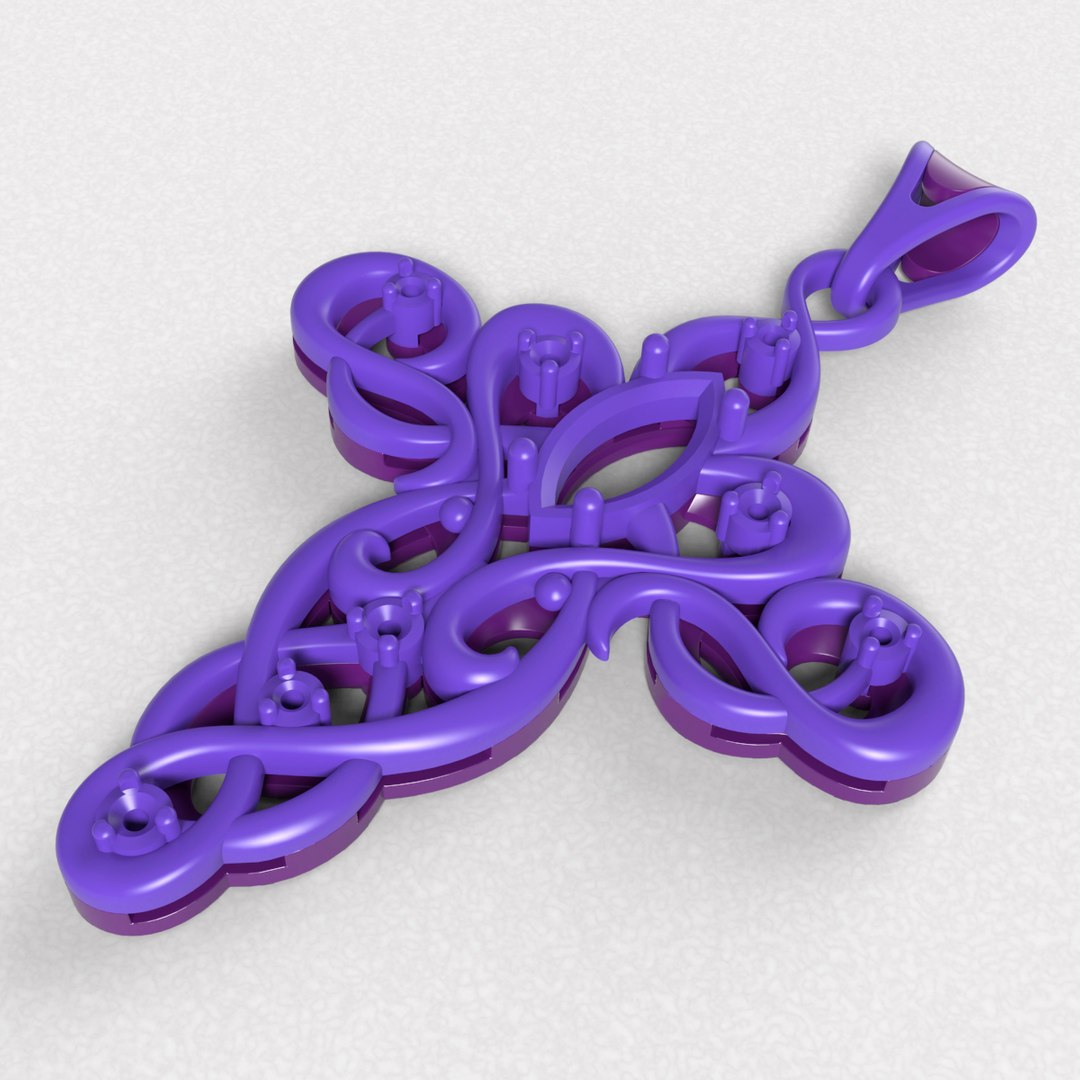 3d Gold Silver Elven Cross