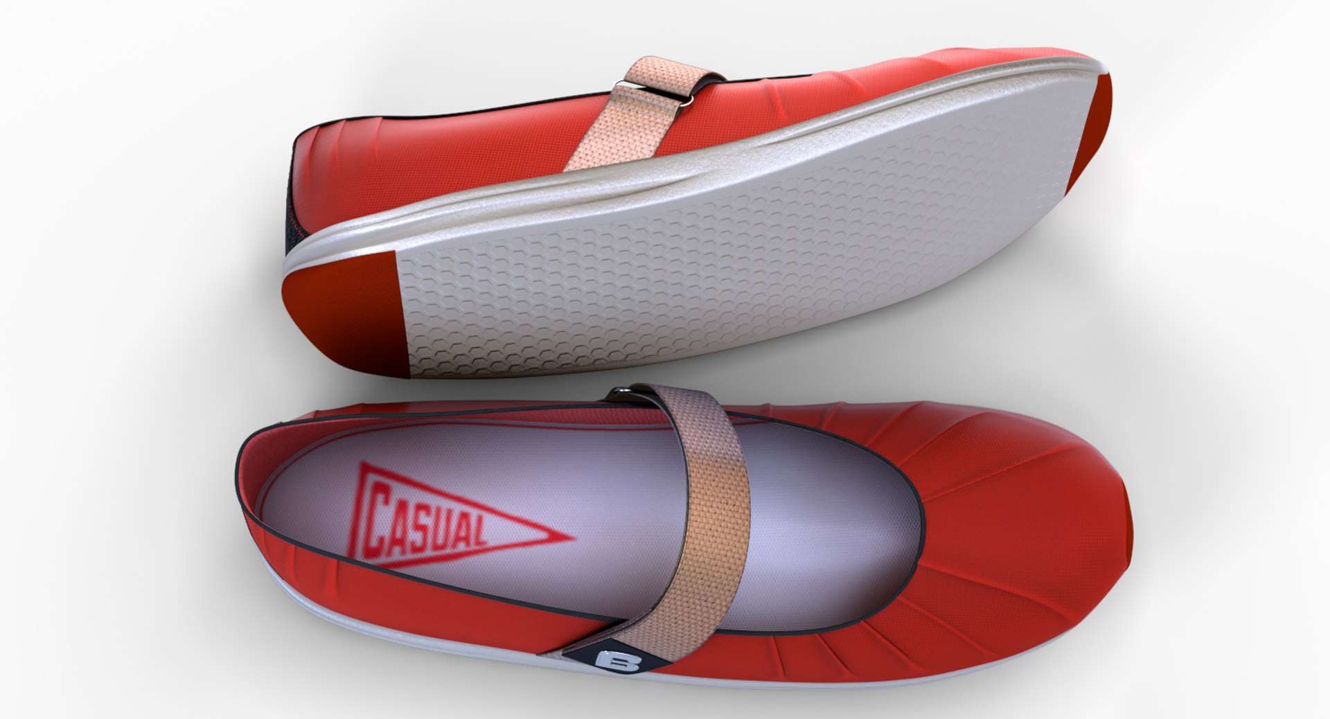 3d model of woman red shoes