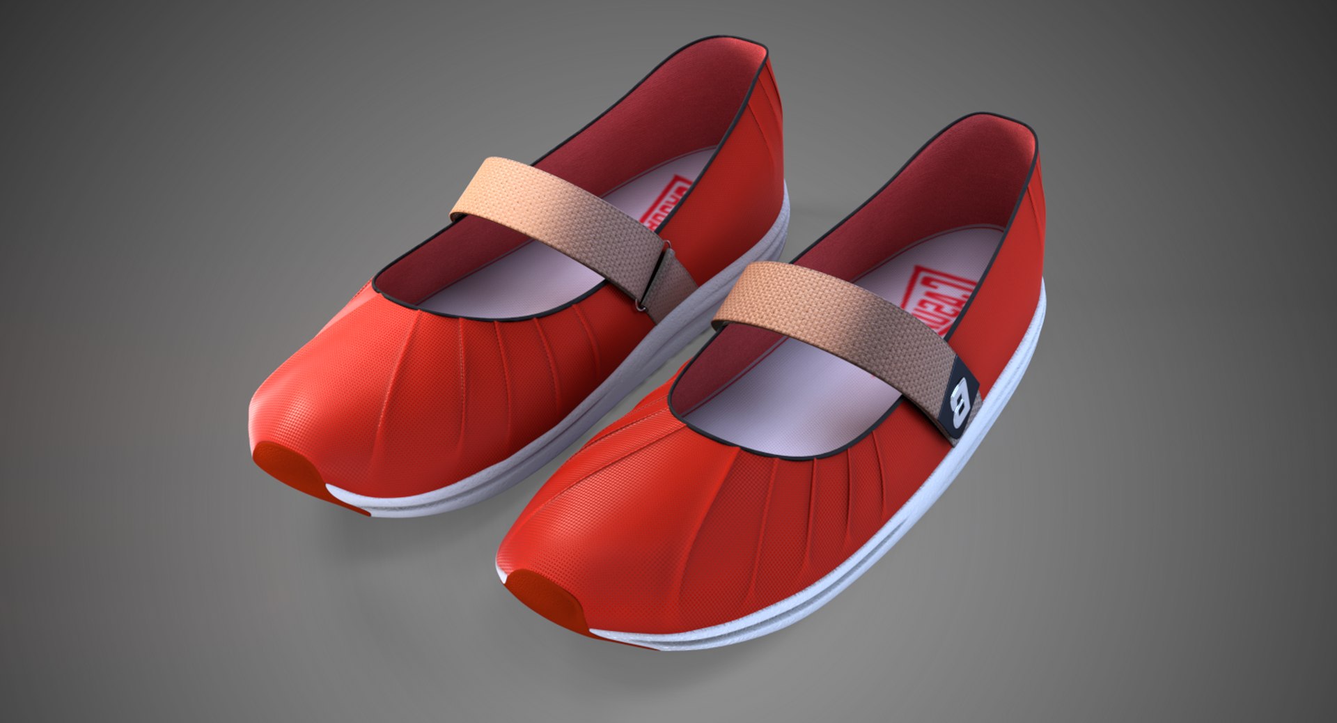 3d model of woman red shoes