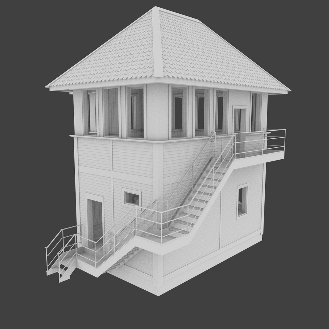 railroad tower interior 3d model