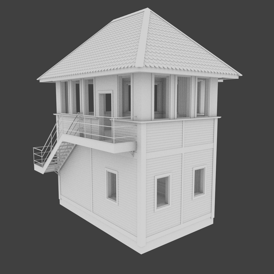 railroad tower interior 3d model