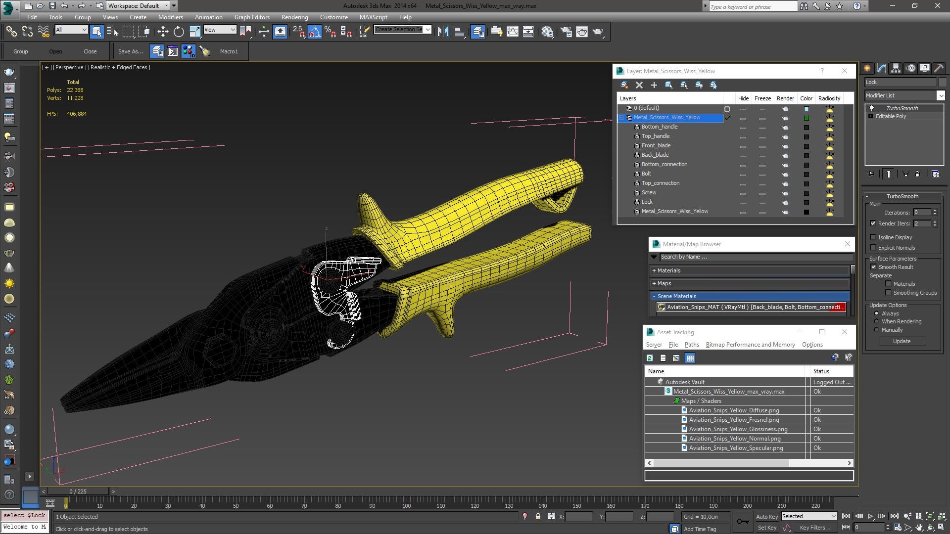 Metal Scissors Wiss Yellow 3D - TurboSquid 2236640