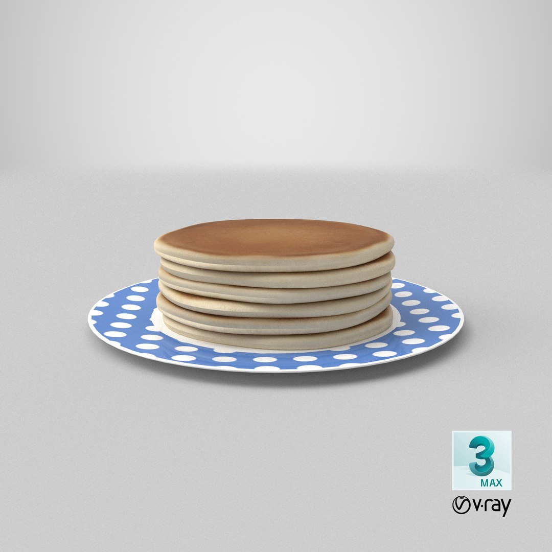 3D Model Pancakes Plate - TurboSquid 1664110