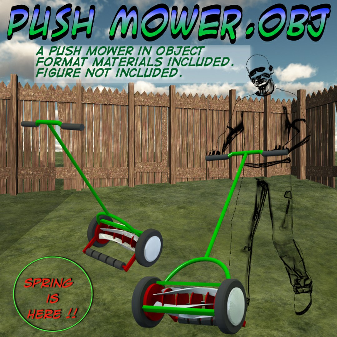 3d model push mower