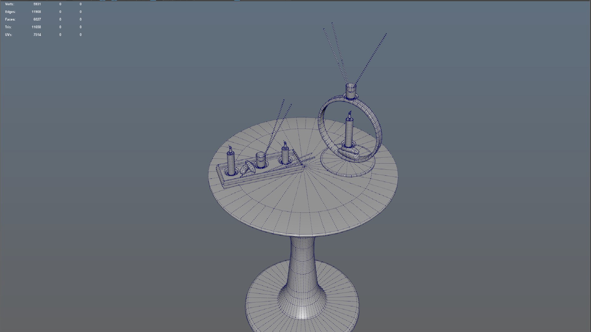 3D Table and aroma set and candlestick PBR low-poly 3D model model ...