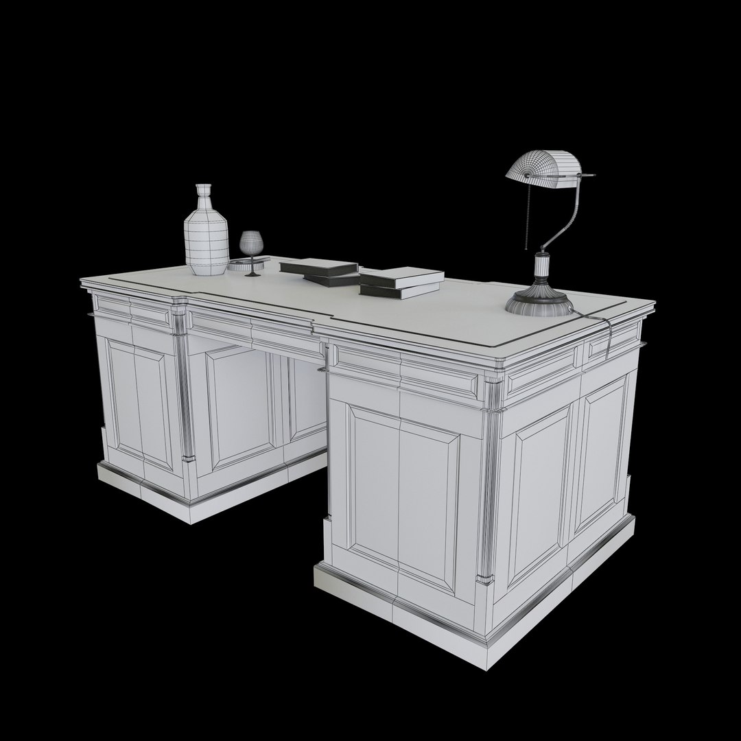 Classic Working Table Desk 3D Model - TurboSquid 1533103