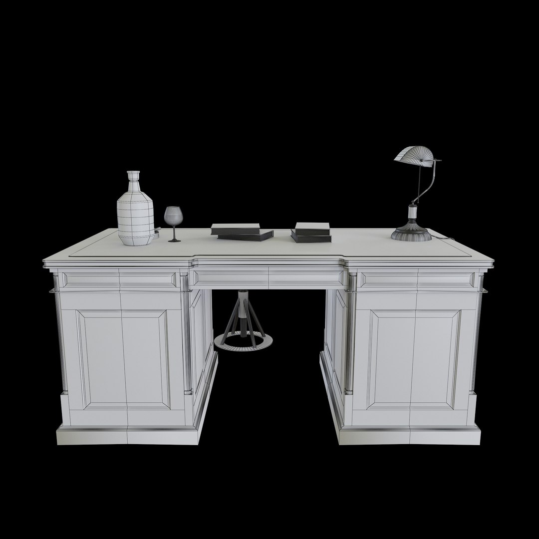 Classic Working Table Desk 3D Model - TurboSquid 1533103