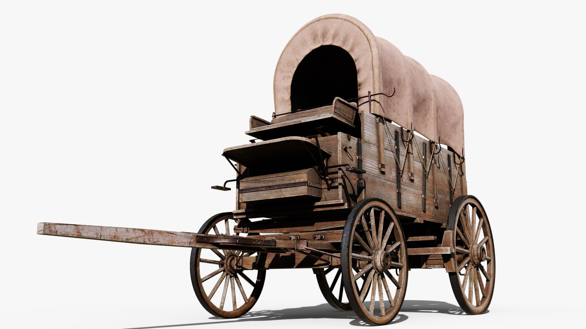 3D Large Covered Wagon Model - TurboSquid 2225667