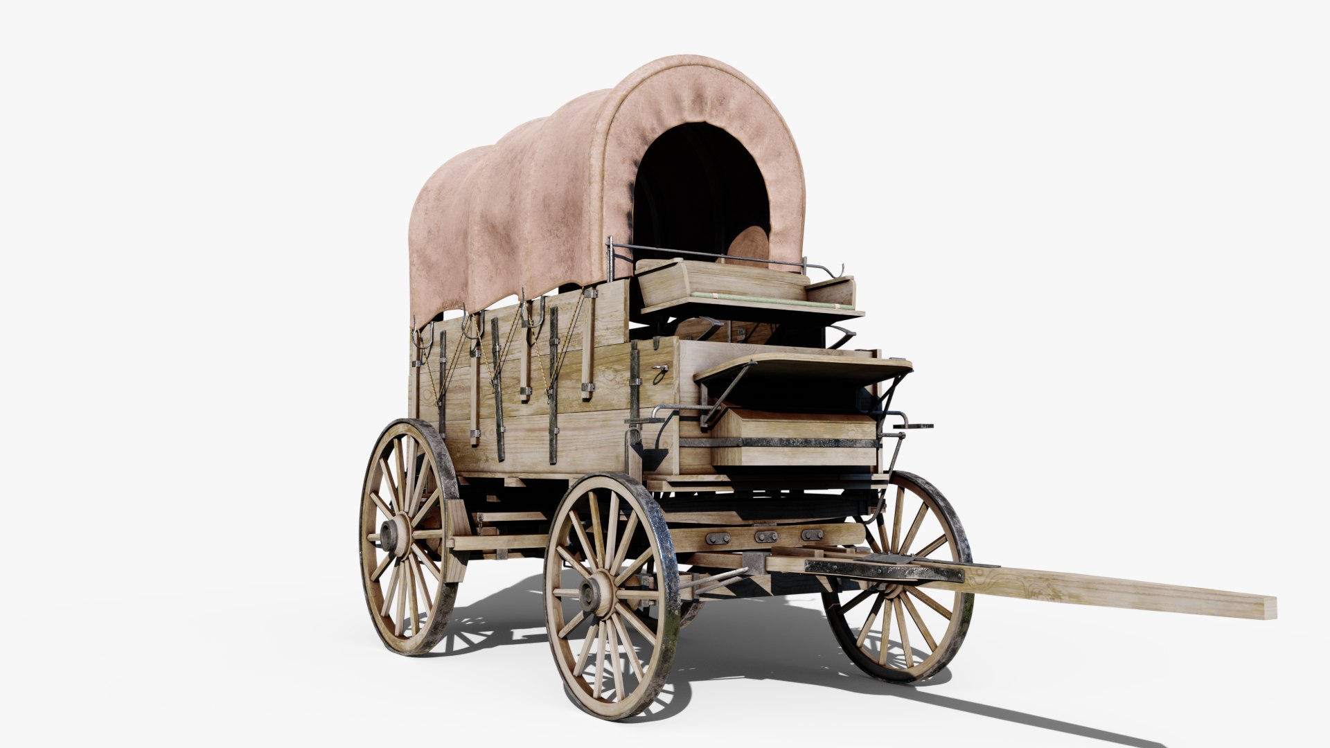 3D Large Covered Wagon Model - TurboSquid 2225667