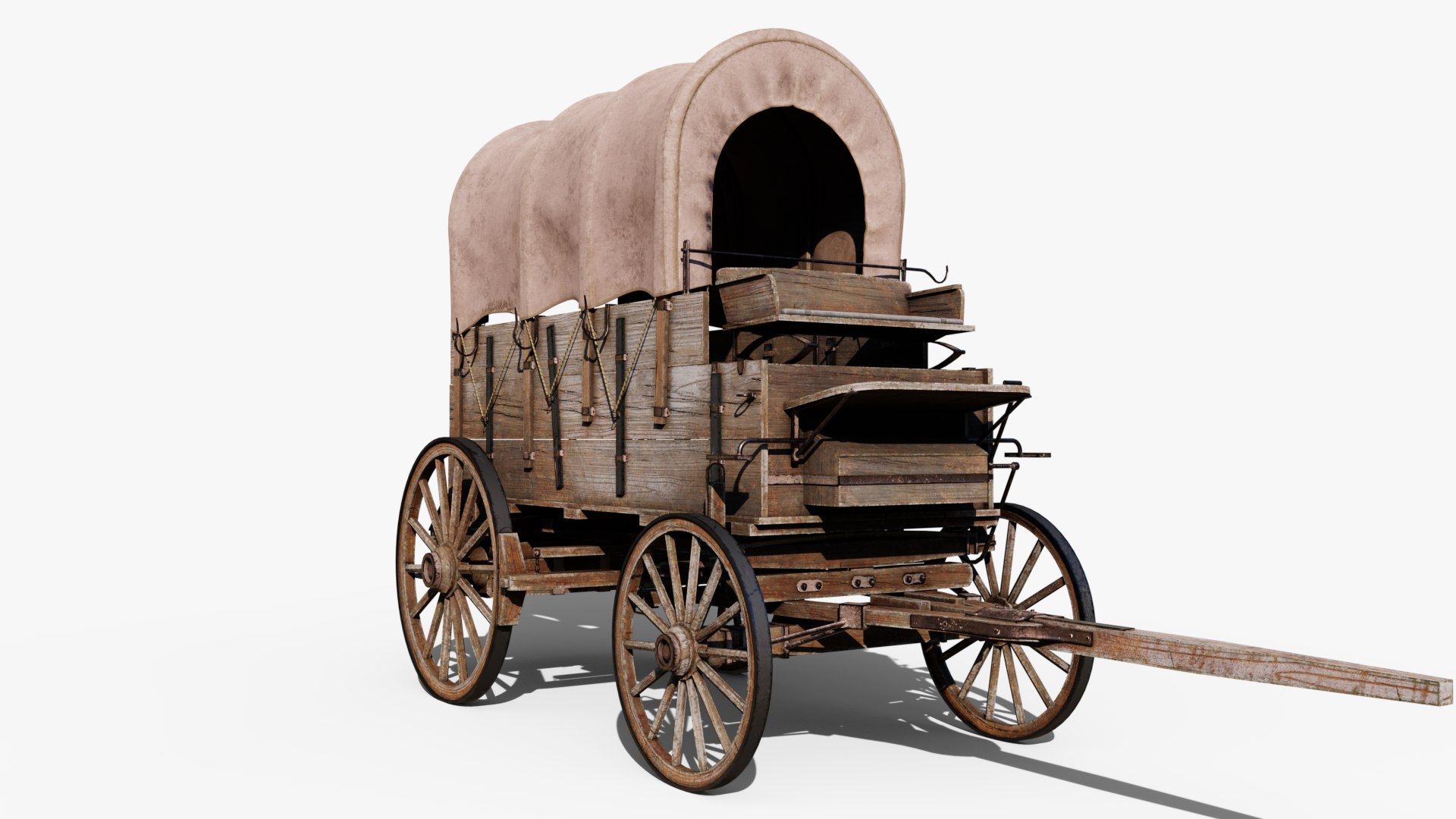 3D Large Covered Wagon Model - TurboSquid 2225667