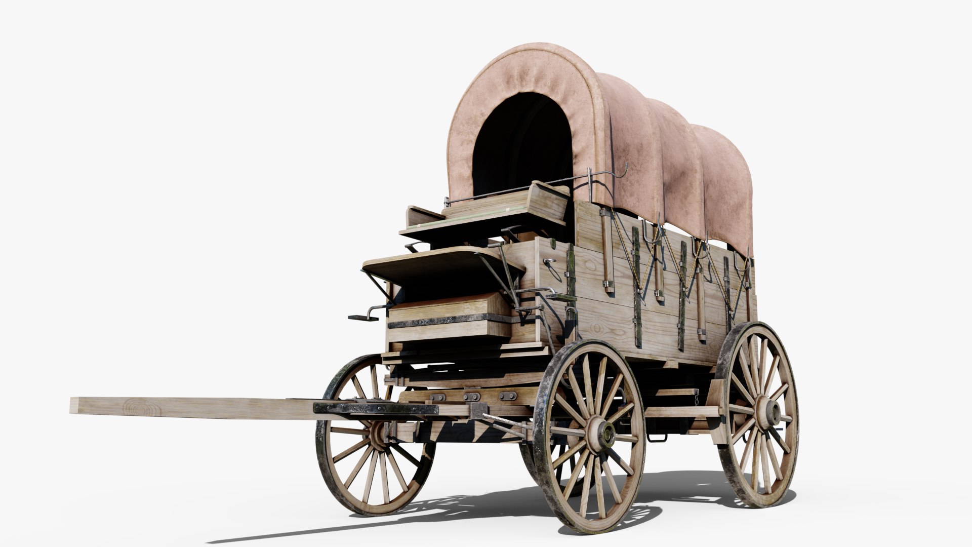 3D Large Covered Wagon Model - TurboSquid 2225667