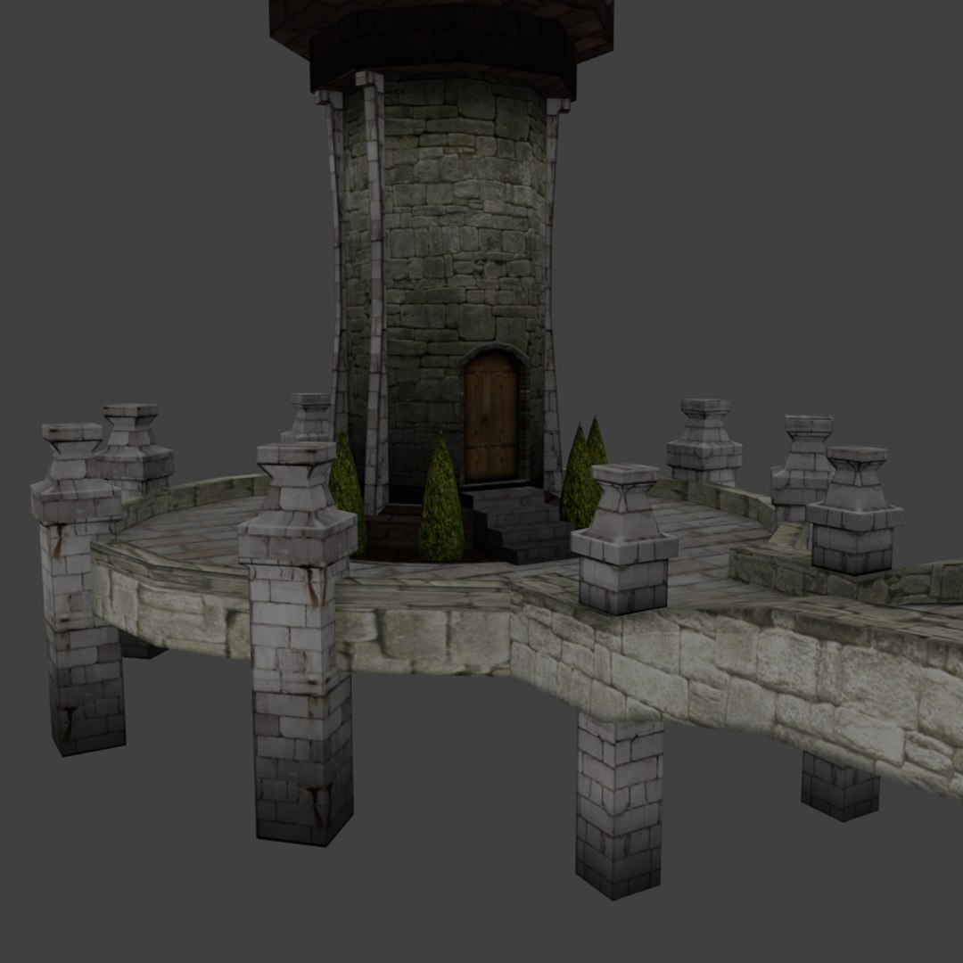 medieval bridge tower 3d model