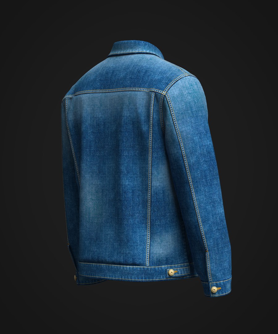 3D Mens Blue Denim Jeans Jacket Model - TurboSquid 1988993