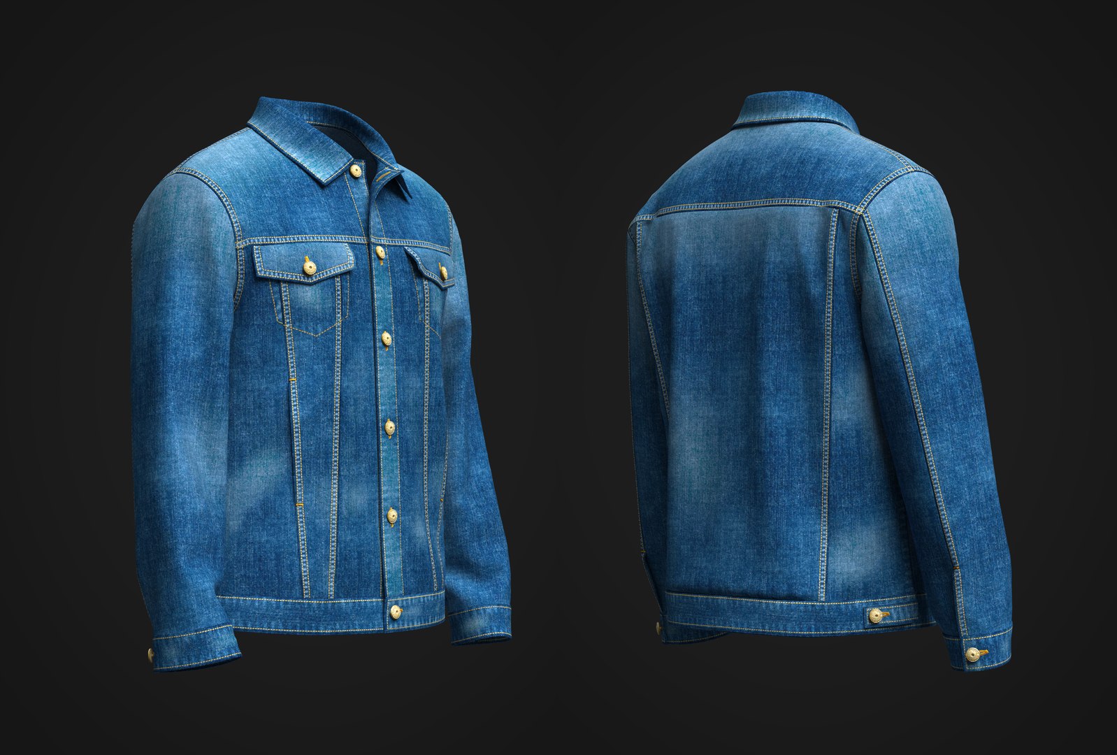 3D Mens Blue Denim Jeans Jacket Model - TurboSquid 1988993