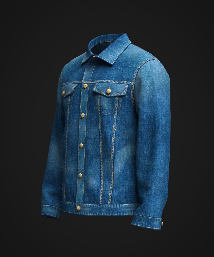3D Mens Blue Denim Jeans Jacket Model - TurboSquid 1988993