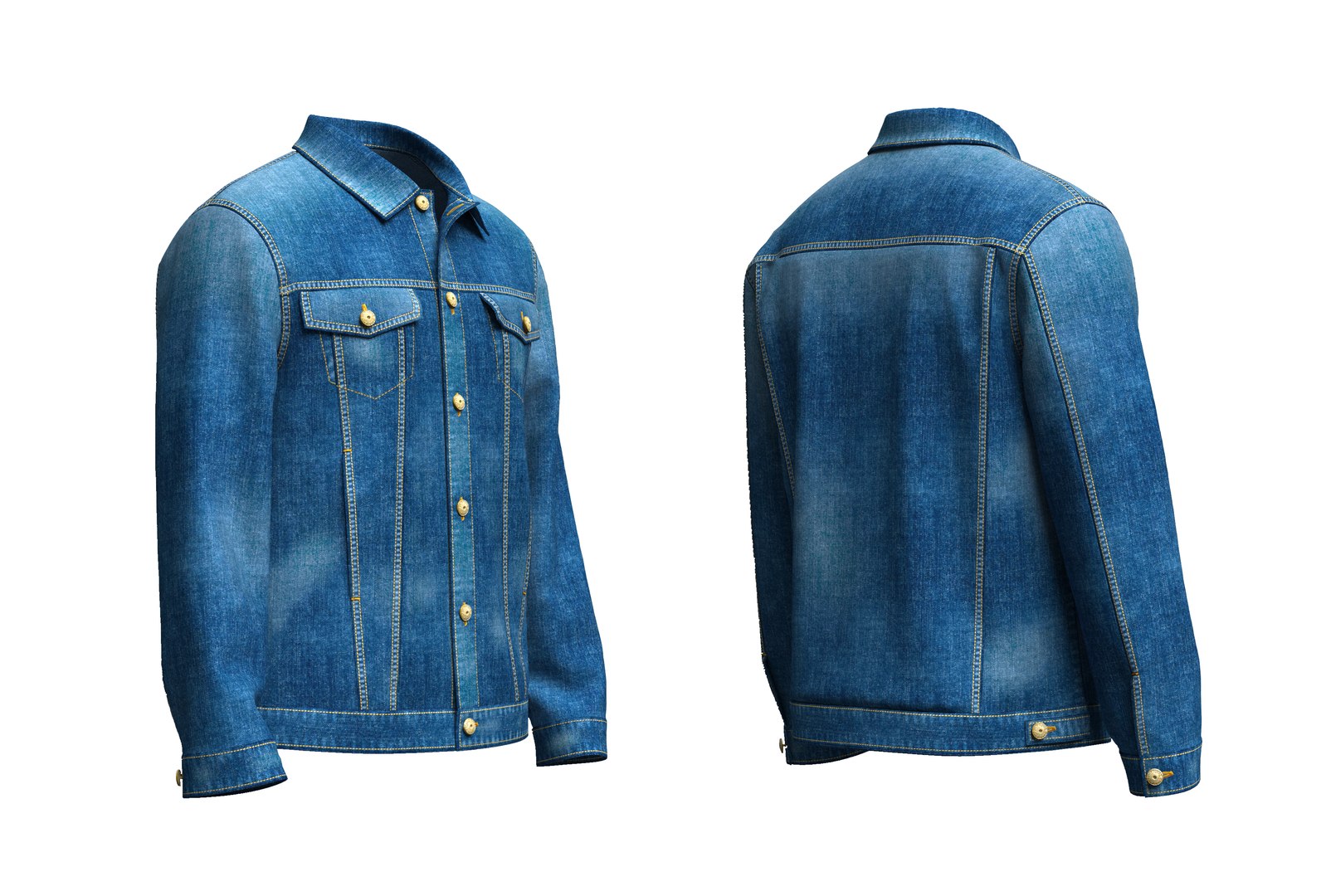3D Mens Blue Denim Jeans Jacket Model - TurboSquid 1988993