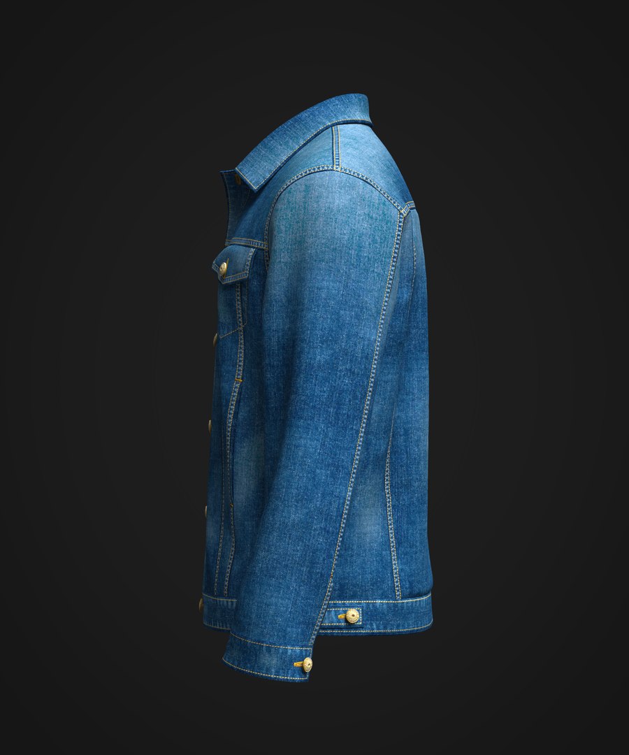 3D Mens Blue Denim Jeans Jacket Model - TurboSquid 1988993