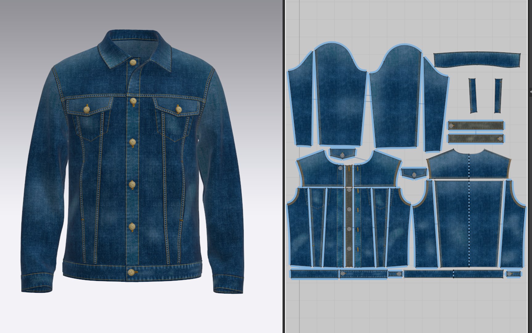 3D Mens Blue Denim Jeans Jacket Model - TurboSquid 1988993