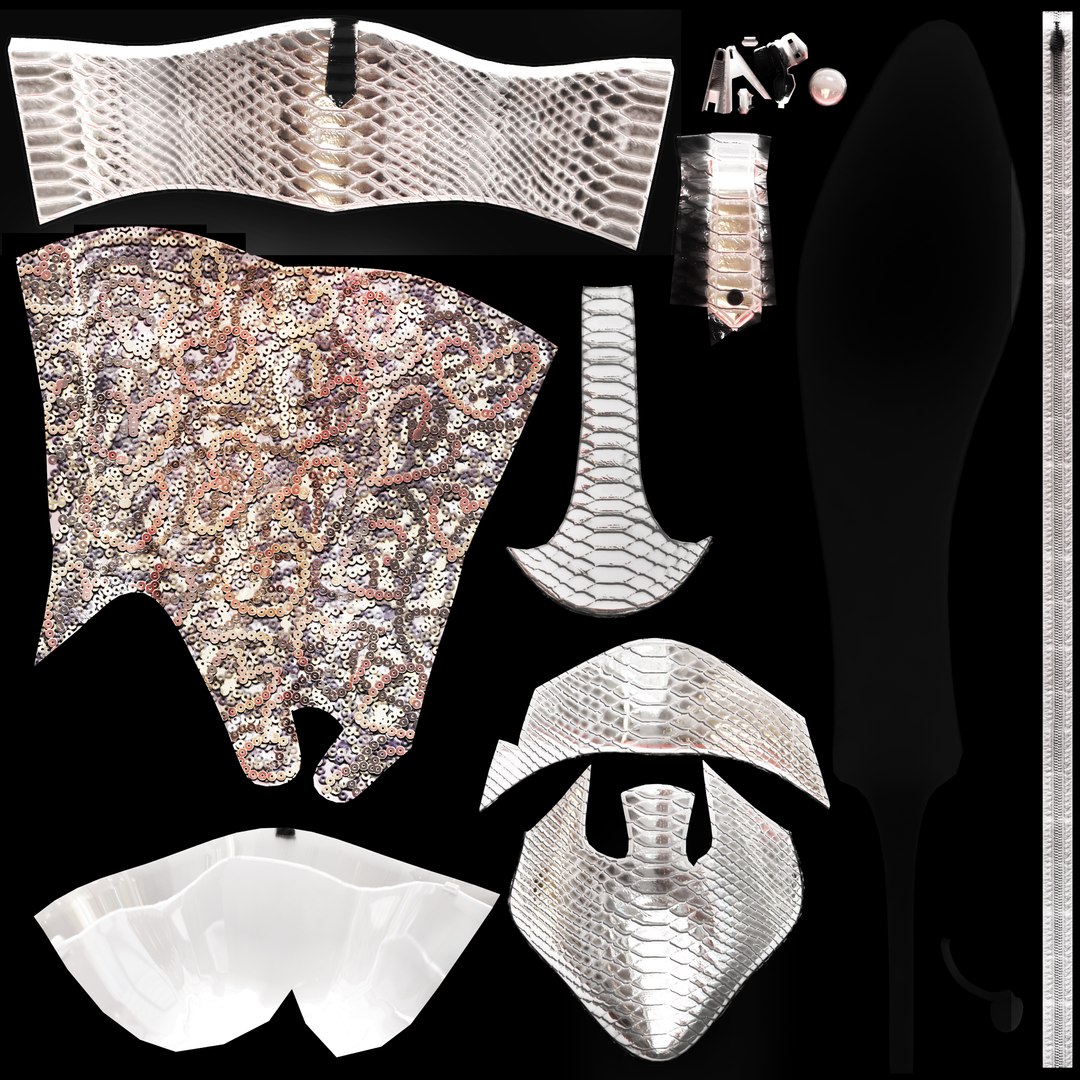 3D Mid Calf Sequin Boots Model - TurboSquid 1993539