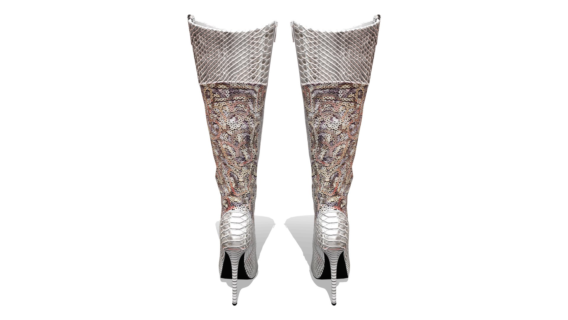 3D Mid Calf Sequin Boots Model - TurboSquid 1993539