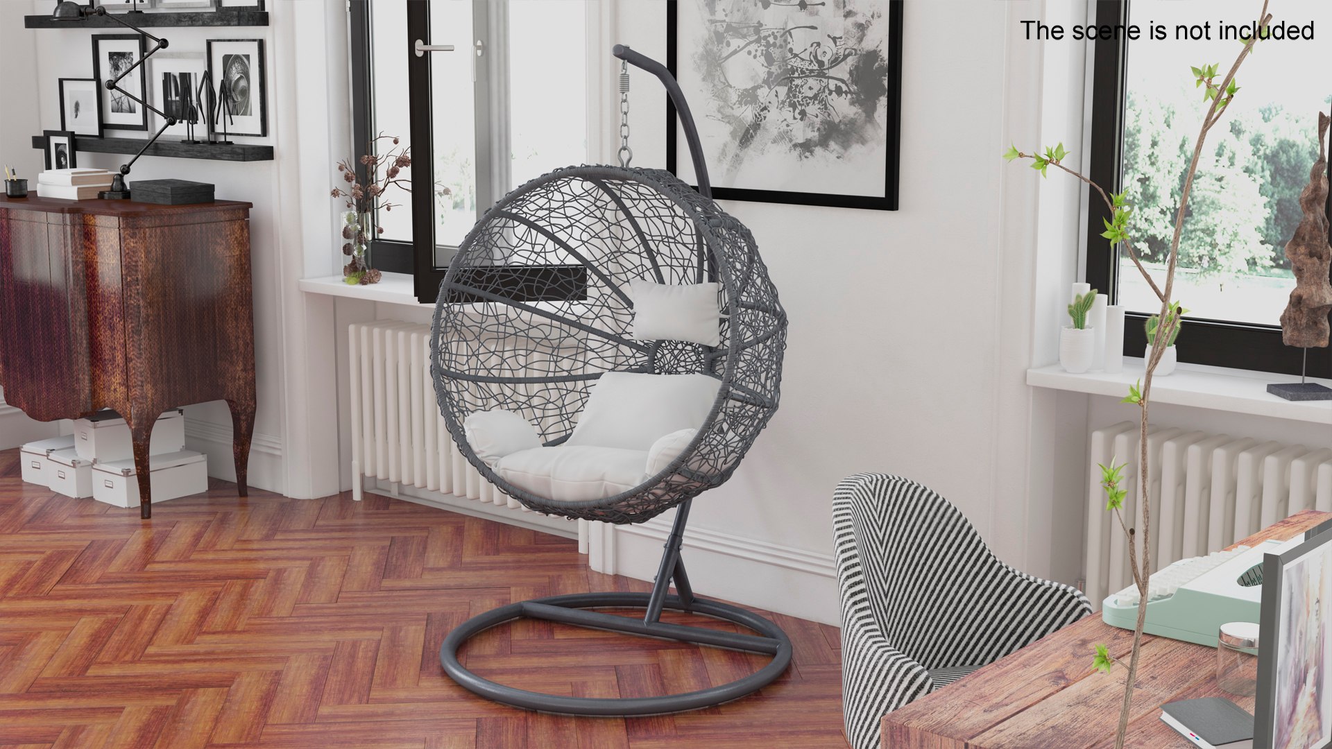 Hanging Ball Shaped Chair With Stand Gray Model - TurboSquid 2112910