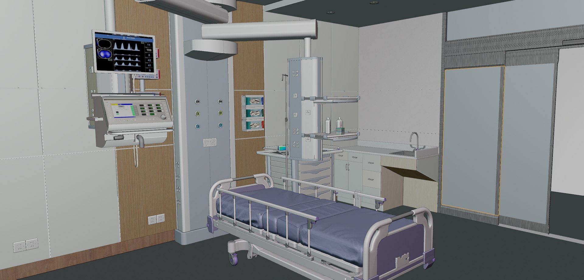 3D Hospital Room Interior - TurboSquid 1707406