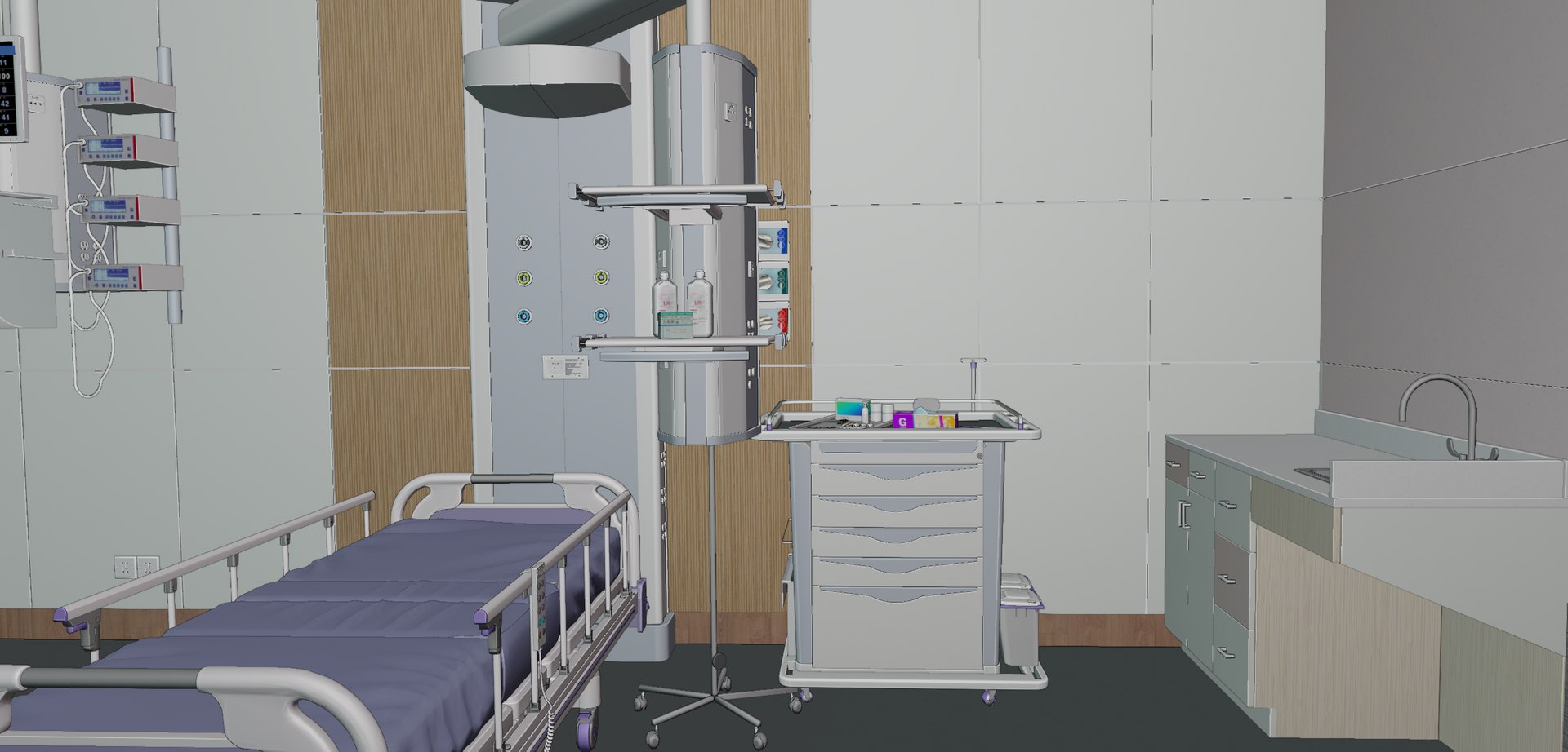 3D Hospital Room Interior - TurboSquid 1707406