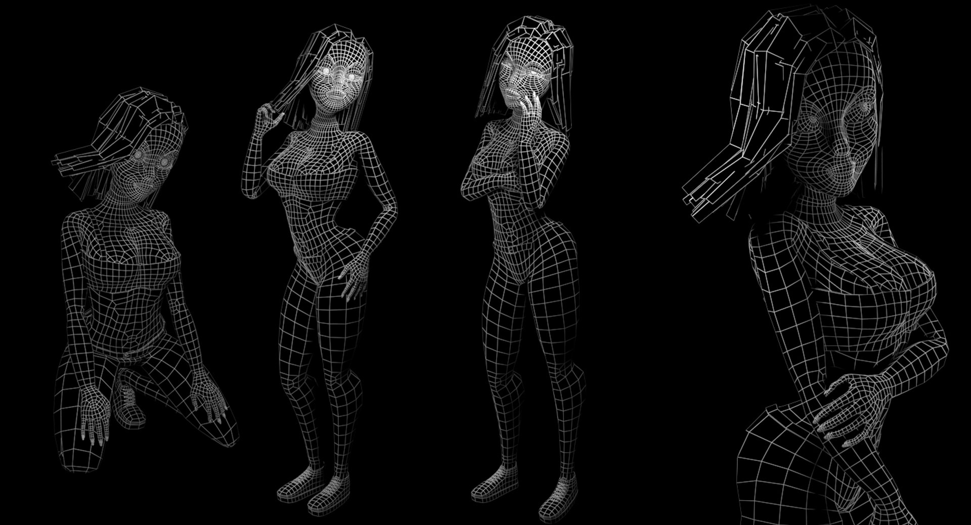 3d Sexy Cartoon Girl Rigged Model Turbosquid 1645882