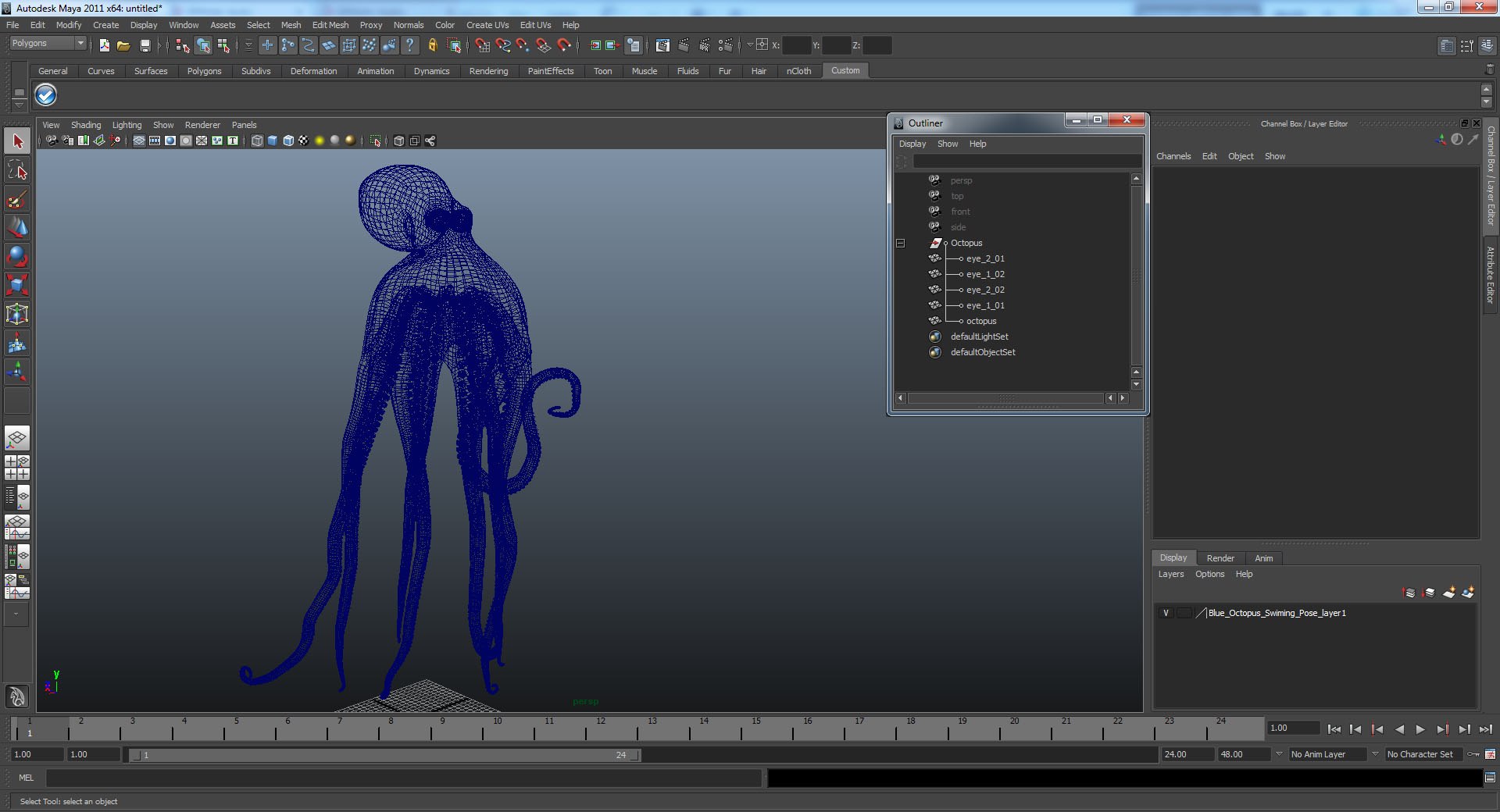 3D Blue Octopus Swiming Pose Model - TurboSquid 1151675