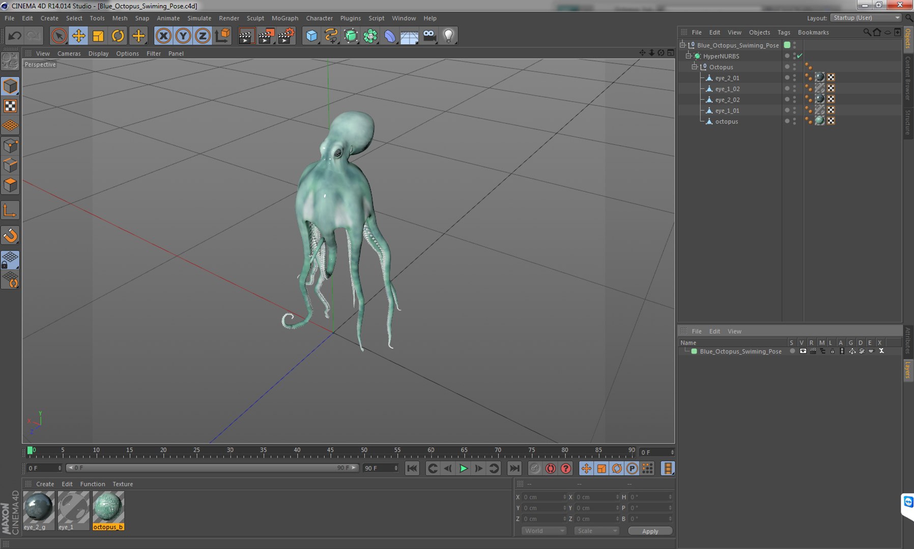 3D Blue Octopus Swiming Pose Model - TurboSquid 1151675