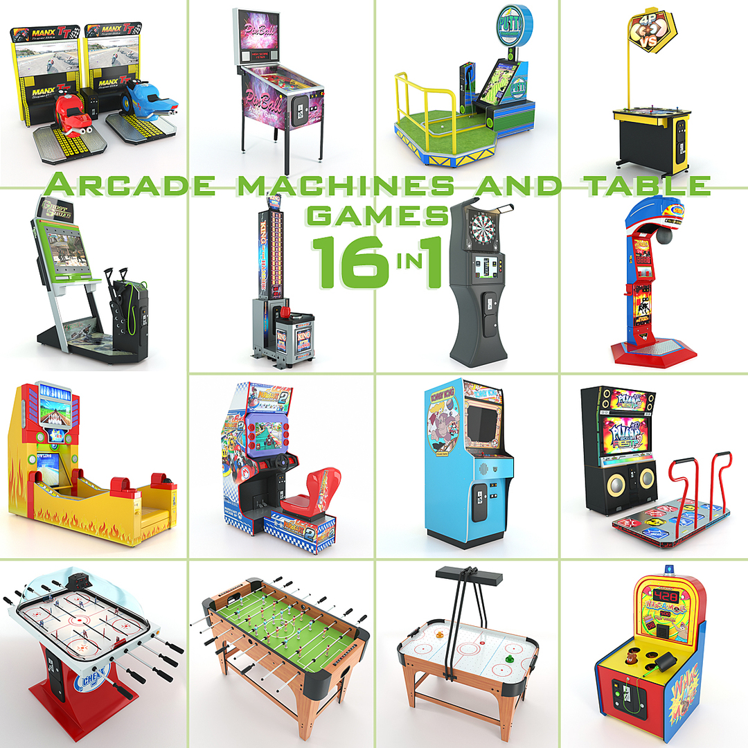 arcade machines table games 3d model