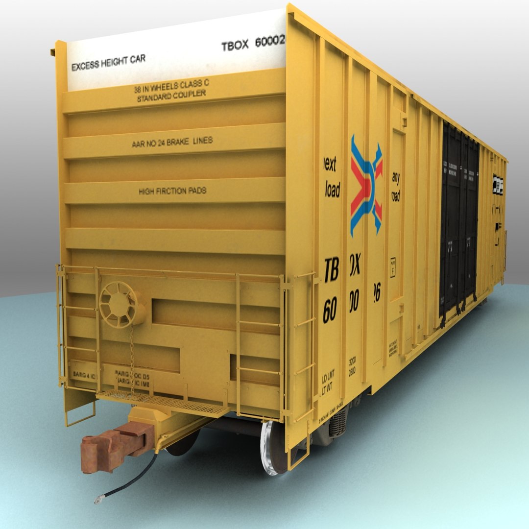 3d Model A606 Boxcar Rails Cargo